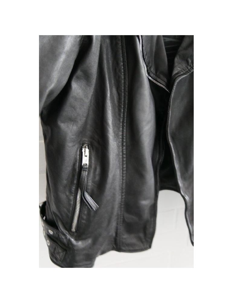 PATAGO Coole Damen Biker Jacke Echtes Nappa Leder schwarz black