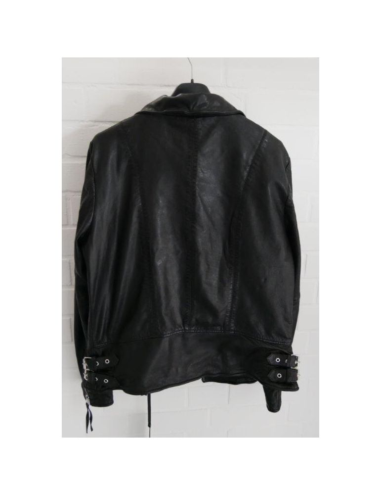 PATAGO Coole Damen Biker Jacke Echtes Nappa Leder schwarz black