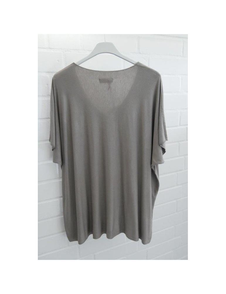 Damen Basic Shirt kurzarm schlamm sand matt uni mit Viskose Onesize ca ...