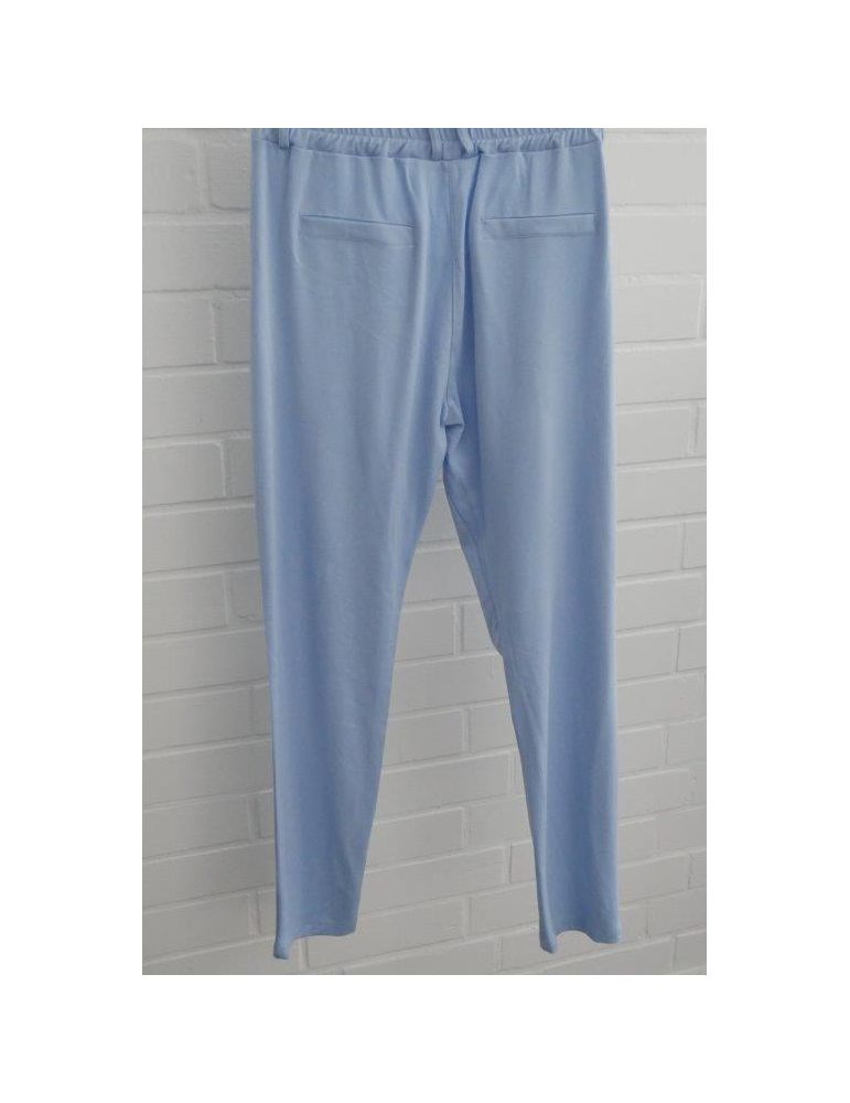 ESViViD Bequeme Damen Chino Hose hellblau Strukturstoff uni 9111S