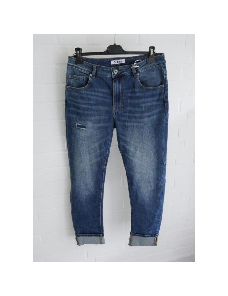 Damen Jeans Blau mit Aufschlag & Used-Look | S. Woman